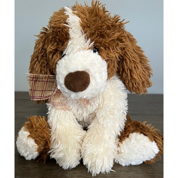 Gund | Dog | Gund Keaton Cream Brown Puppy With Neck Bow Plush | Poshmark